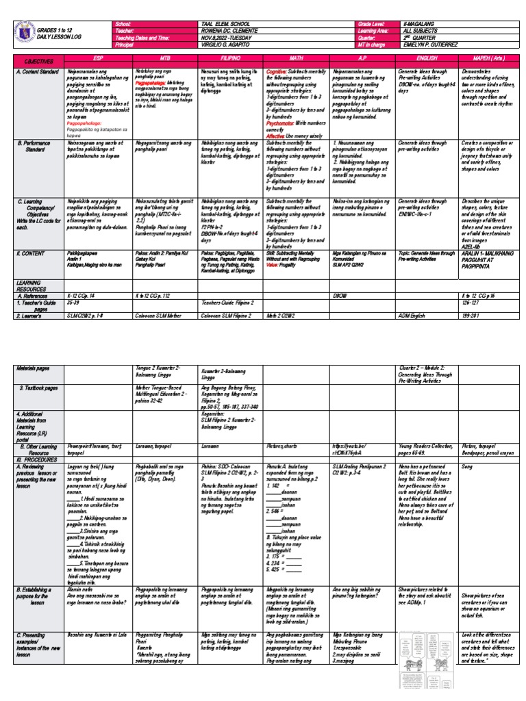 DLL All-Subjects-2 Q2 W2 D2-Guballo | PDF