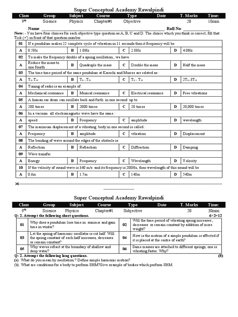 Phy CH#1 | PDF | Oscillation | Periodic Phenomena