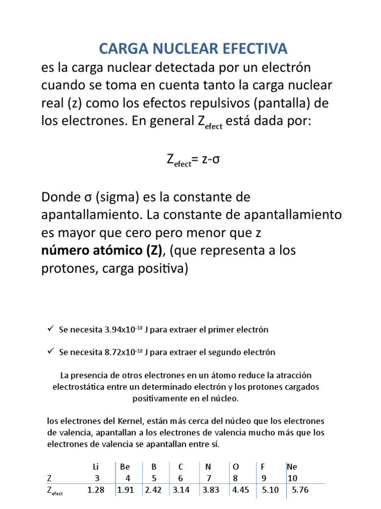Carga Nuclear Efectiva | PDF