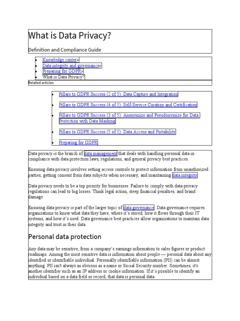 What is Data Privac - a guide | PDF | Information Privacy | Privacy