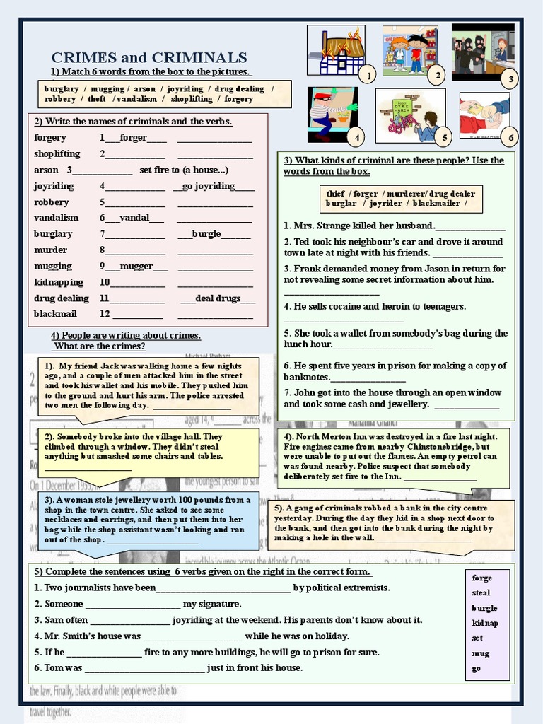 Crimes and Criminals Vocabulary | PDF | Burglary | Crimes