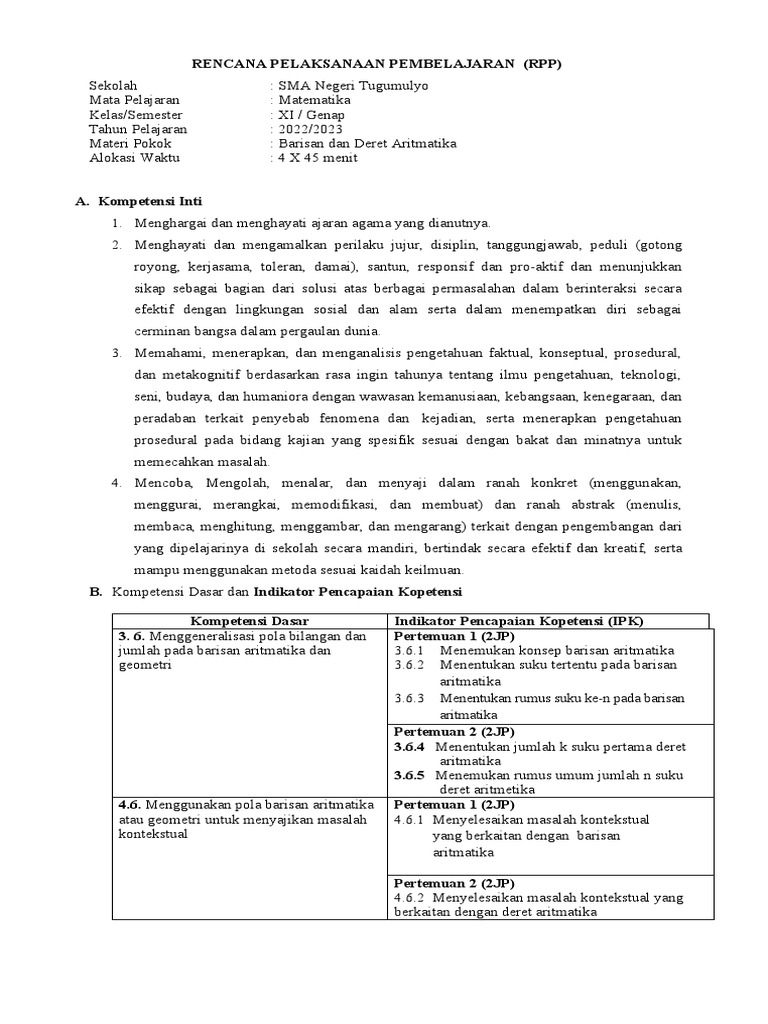 Format RPP Pertemuan 1 & 2 | PDF | Karier & Perkembangan | Metode ...