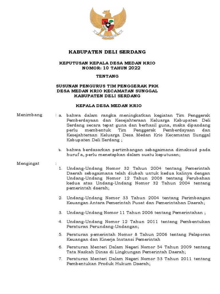 SK PKK Terbaru | PDF