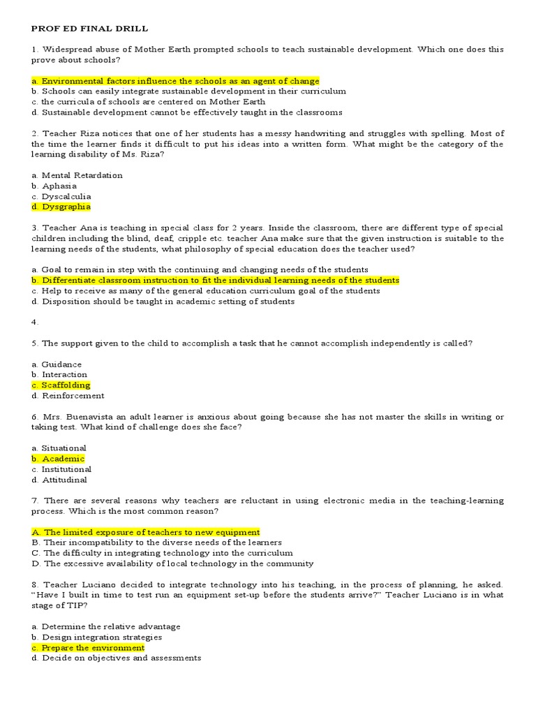 PROF ED FINAL DRILL: KEY LEARNINGS | PDF | Learning | Teachers