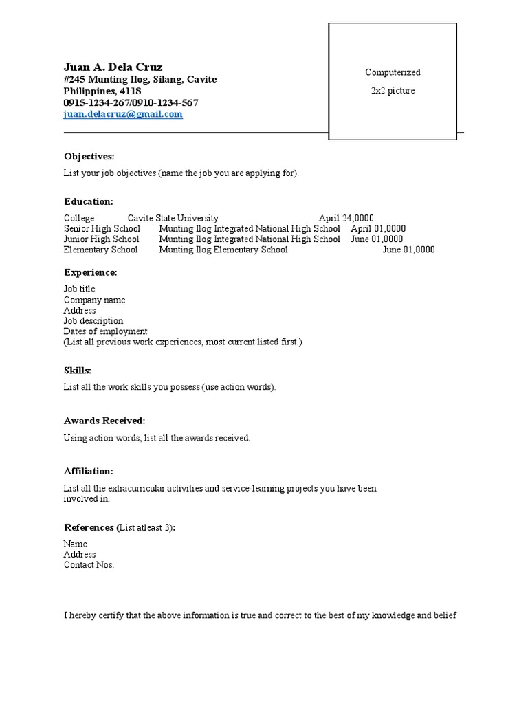 Resume Format Guidelines | PDF | Career & Growth