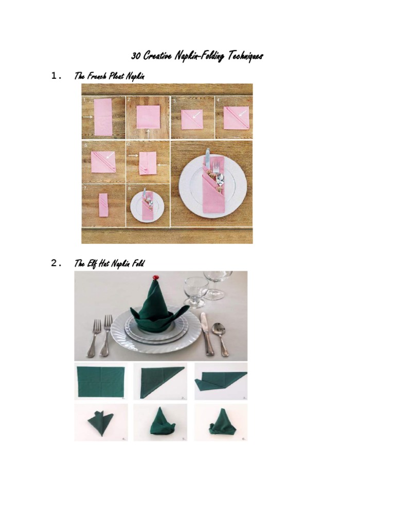 30 Napkin Folding Styles | PDF