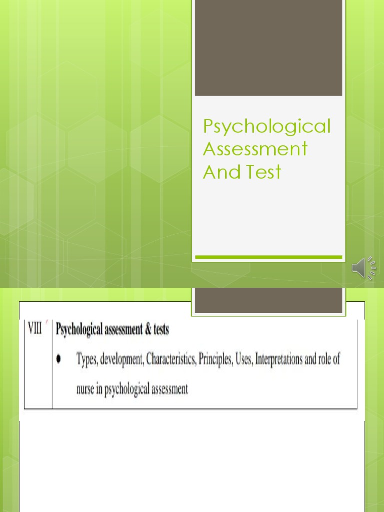 Psychological Assessment and Test | PDF | Psychological Testing ...