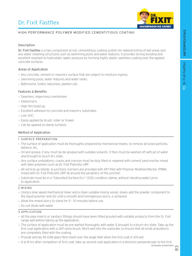 113 DR Fixit Fastflex | Download Free PDF | Concrete | Cement