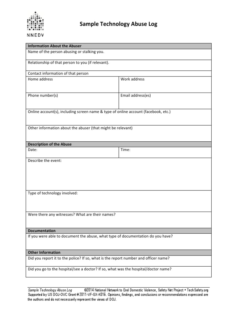Sample Technology Abuse Log | PDF