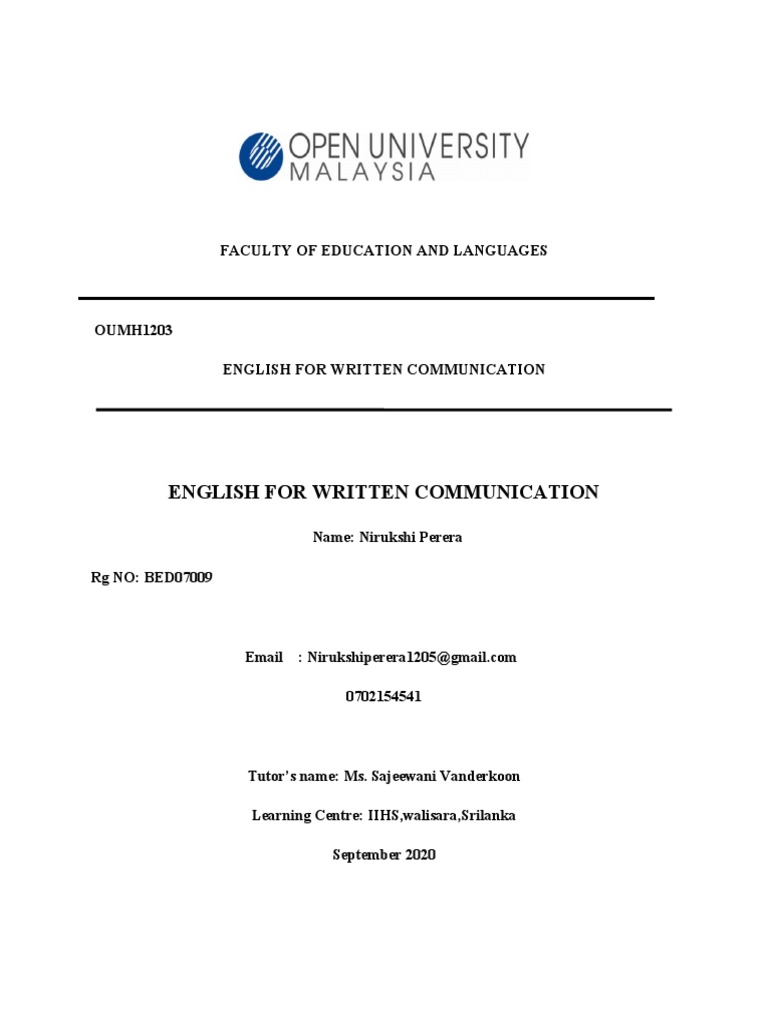 English For Written Communication | PDF | Self-Improvement