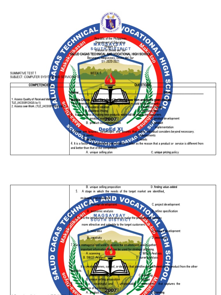 CSS 10-Summative TEST 1 | PDF | Operating System | Office Equipment