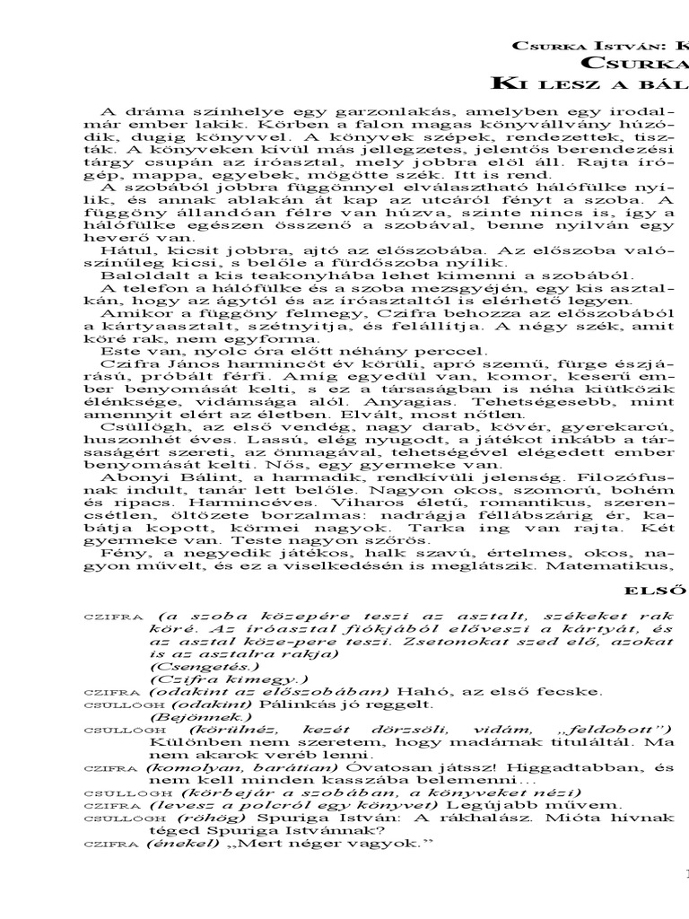 Csurka Ki Lesz A Bálanya | PDF