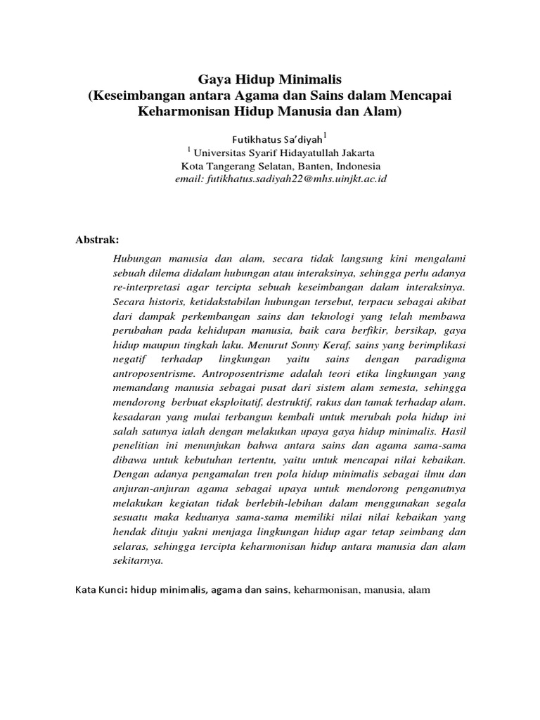 Uas Ilmu Pengetahuan Dan Agama. Artikel Jurnal Futikhatus BIB. Magister AFI - SMSTR 1 | PDF ...