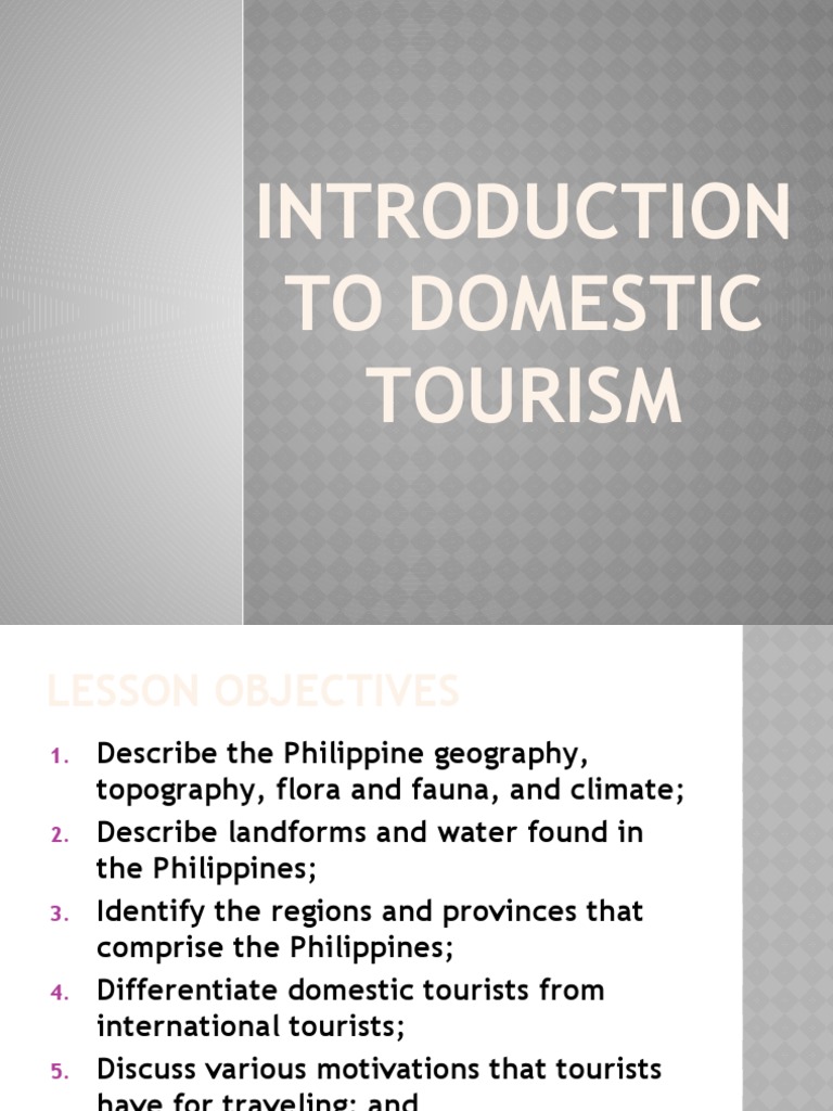 Introduction To Domestic Tourism | PDF | Luzon | Tourism