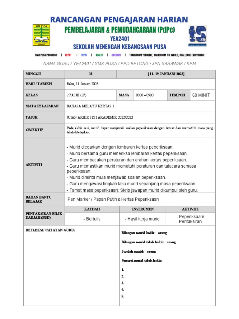 V2-Template - RPH Peperiksaan | PDF
