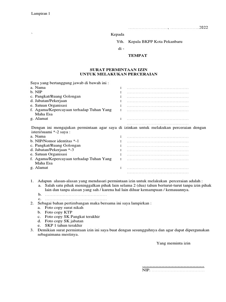 FORM PERCERAIAN PNS PA PBR | PDF