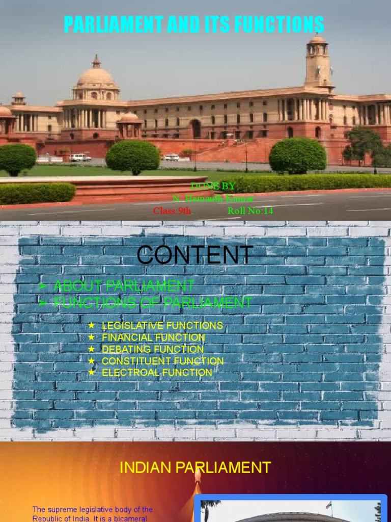Functions of Indian Parliament Explained | PDF | Parliament ...