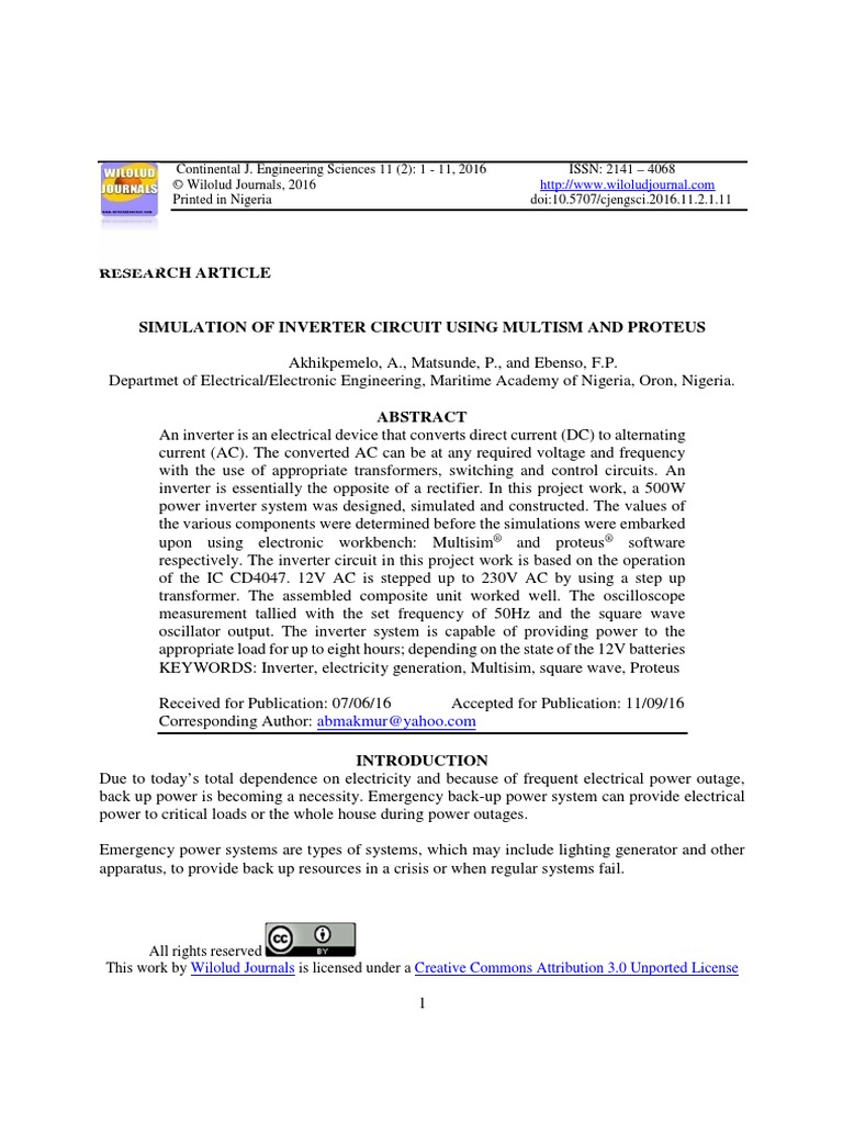 Simulation of Inverter Circuit Using Mul | PDF | Power Inverter | Rectifier
