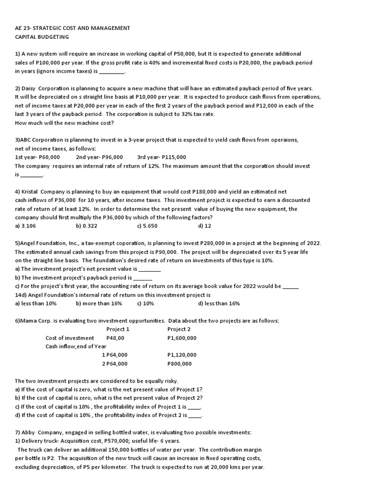 Capital Budgeting and Investment Analysis | PDF | Internal Rate Of Return | Depreciation