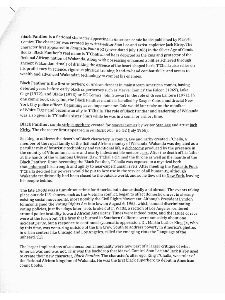 Black Panther Raveena Ma'Am's Notes | PDF