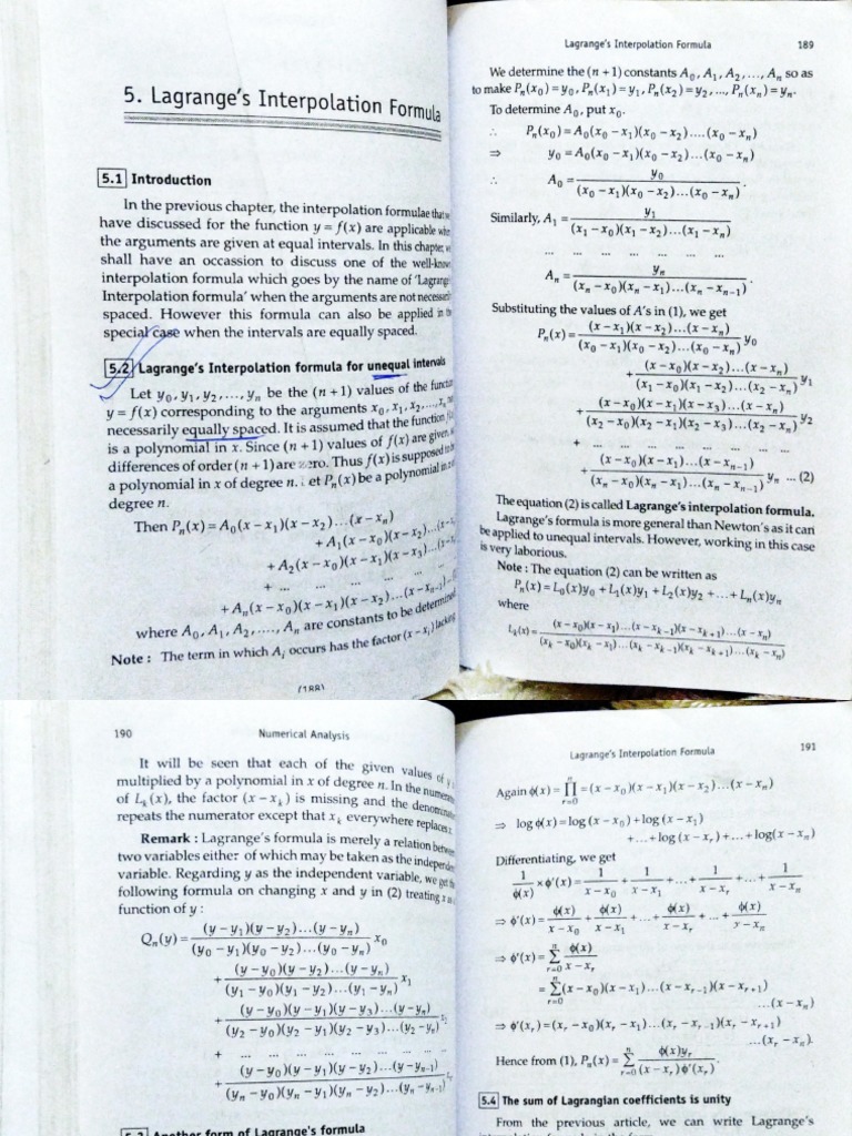 Lagrange 'S Interpolation Formula | PDF