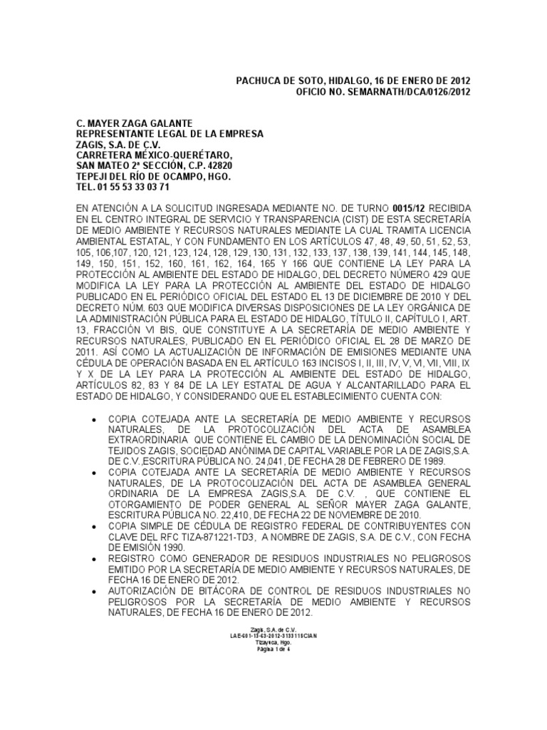 Lae 601 Zagis, S.A. de C.V. | PDF | Residuos | Entorno natural