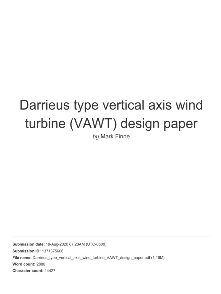 1.10. Darrieus Type Vertical Axis Wind Turbine VAWT Design Paper ...