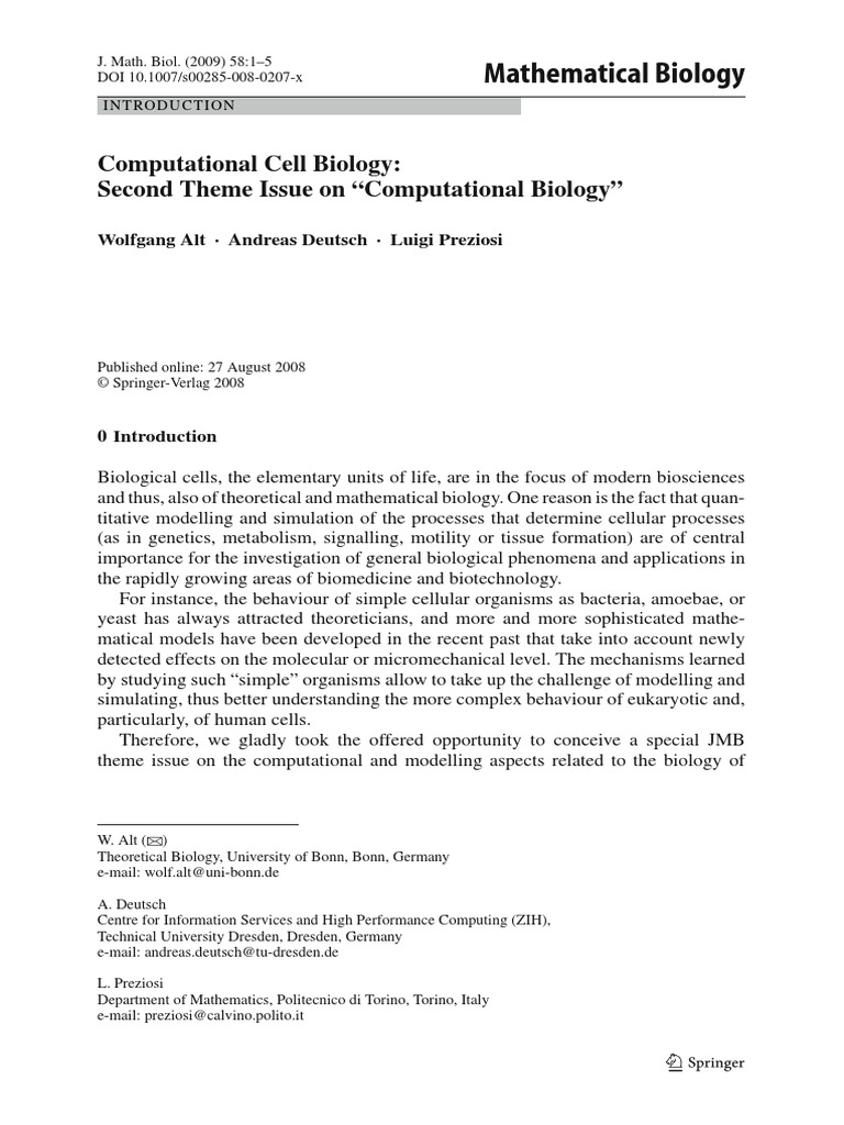 Computational Cell Biology Second Theme | PDF | Cell Migration ...