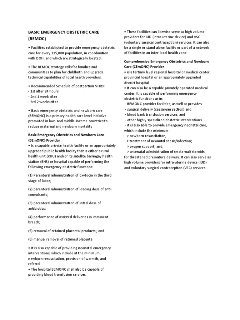 Basic Emergency Obstetric Care | PDF | Childbirth | Obstetrics