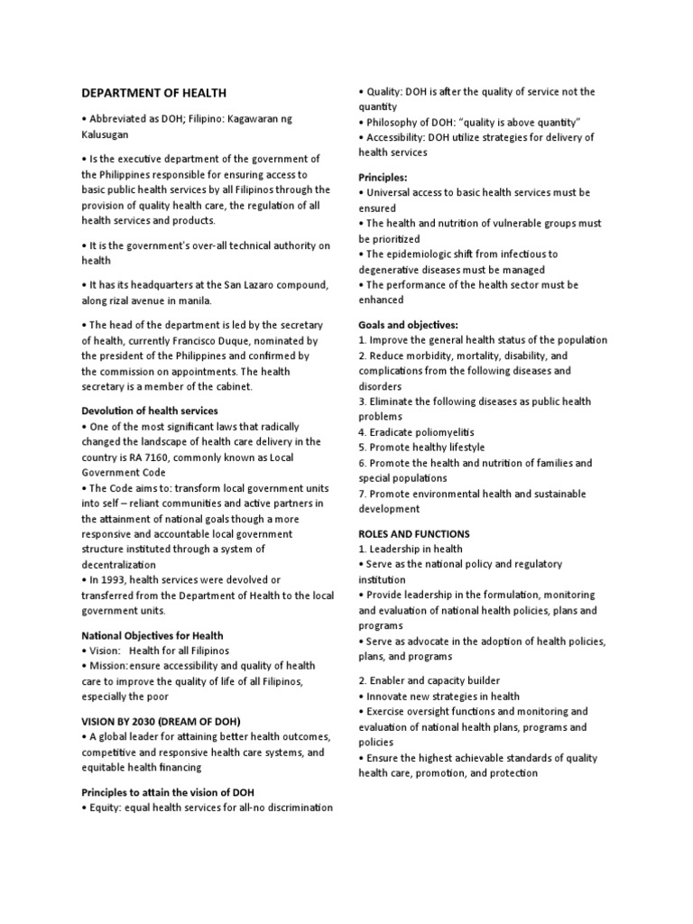 Department of Health | PDF | Health Care | Health Policy