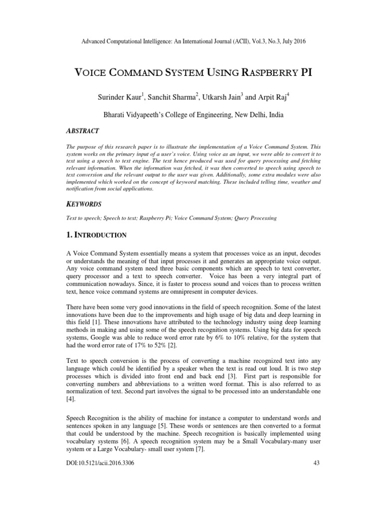 Implementing a Voice Command System Using Raspberry Pi | PDF | Speech ... Implementing a Voice Command System Using Raspberry Pi | PDF | Speech ...