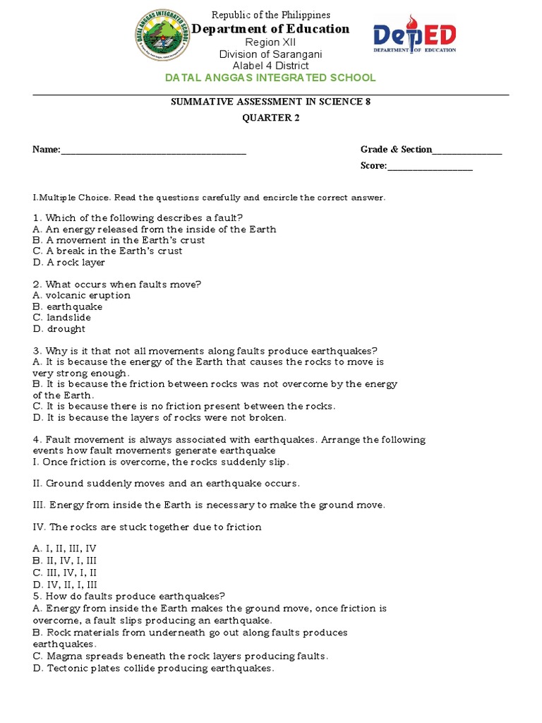 Summative Assessment in Science 8 | PDF | Tropical Cyclones | Meteoroid