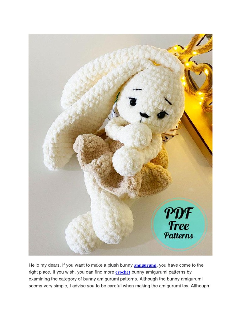 Lovely Plush Bunny Amigurumi Crochet Pdf Pattern Download Free Pdf