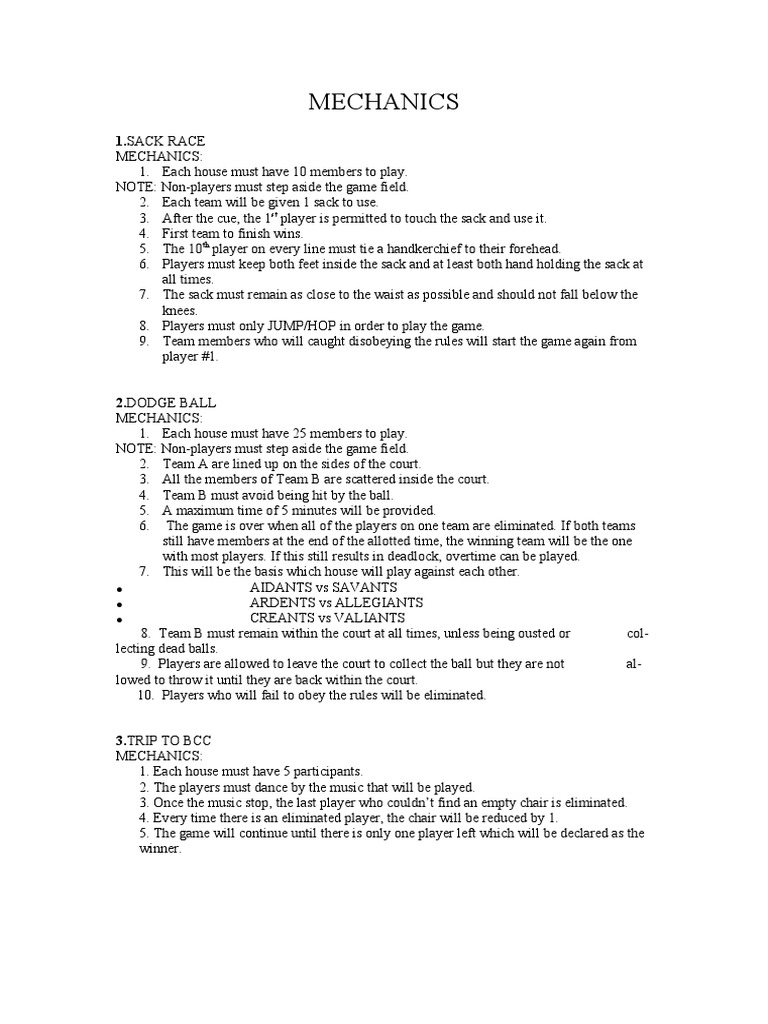 Game Mechanics (Educ Fest) | PDF | Athletic Sports | Games Of Physical ...