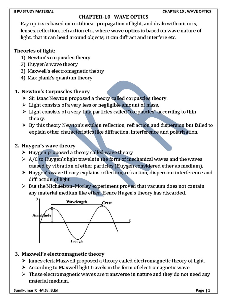 Chapter 10 Wave Optics PDF | PDF | Diffraction | Polarization (Waves)