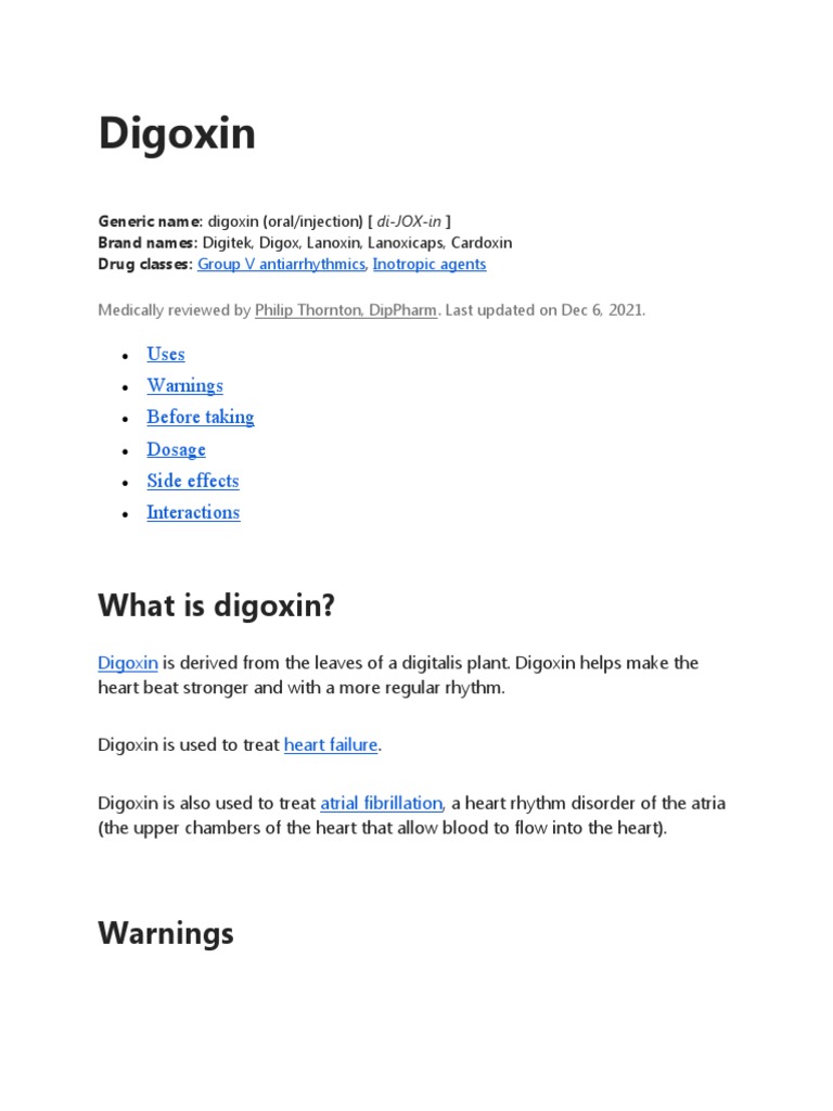 Digoxin | Download Free PDF | Heart | Chemistry