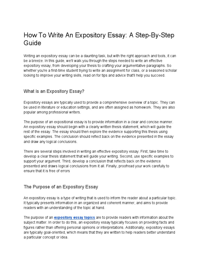How To Write An Expository Essay - A Step-By-Step Guide | PDF | Essays ...