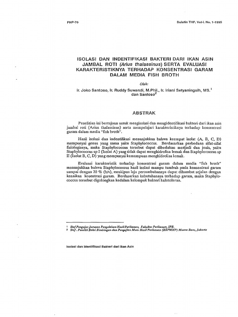 Isolasi Dan Indentifkasi Bakteri Dari Ikan Asin Pdf