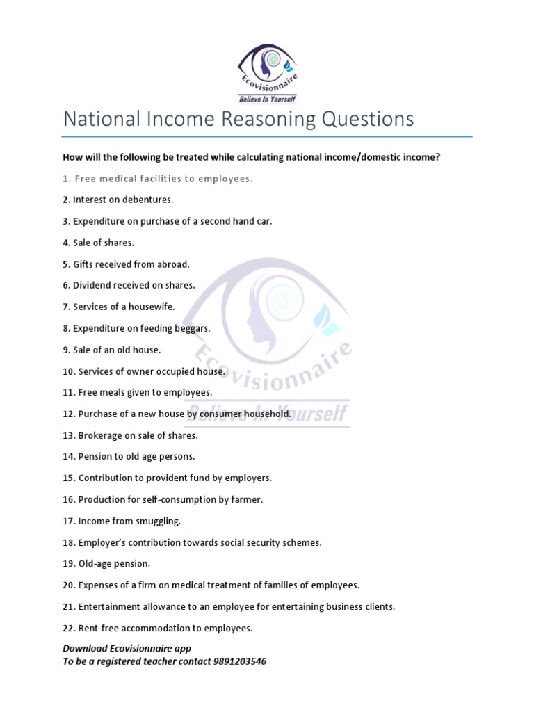 Classifying Items as Components of National Income: An Analysis of How ...