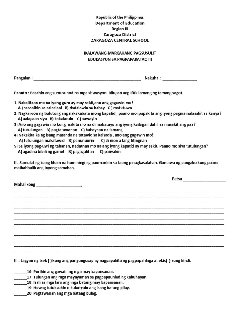 2ND Periodical Test Esp | PDF