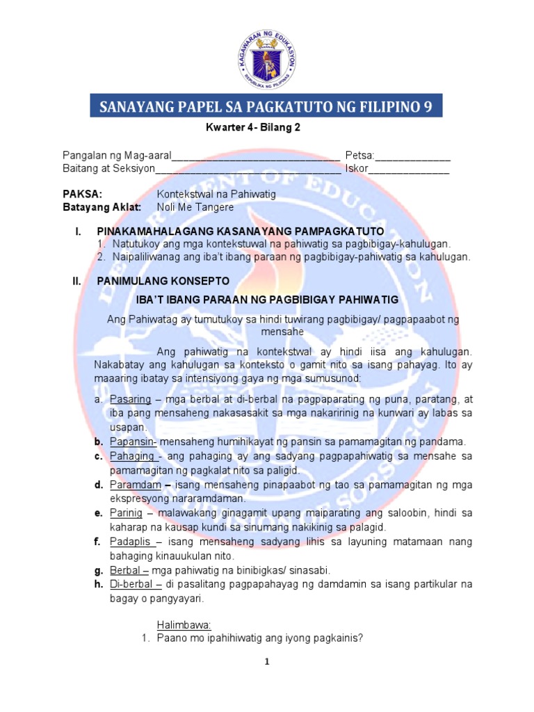 Las2 Q4 Grade9 Fil | PDF