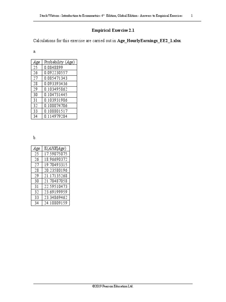 Stock Watson 4E EE Solutions EE 2 1 | PDF
