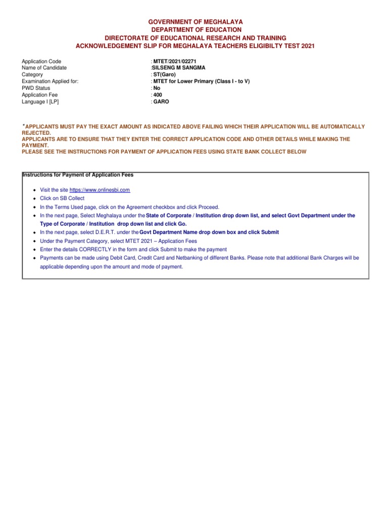 Acknowledgement Slip | PDF