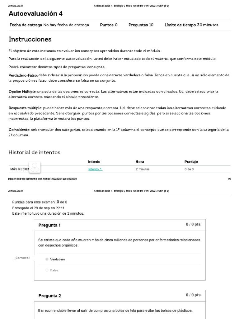 Autoevaluación 4 - Ecología y Medio Ambiente-VIRT-2022-3-SEP - (4-D) | PDF | Entorno natural ...