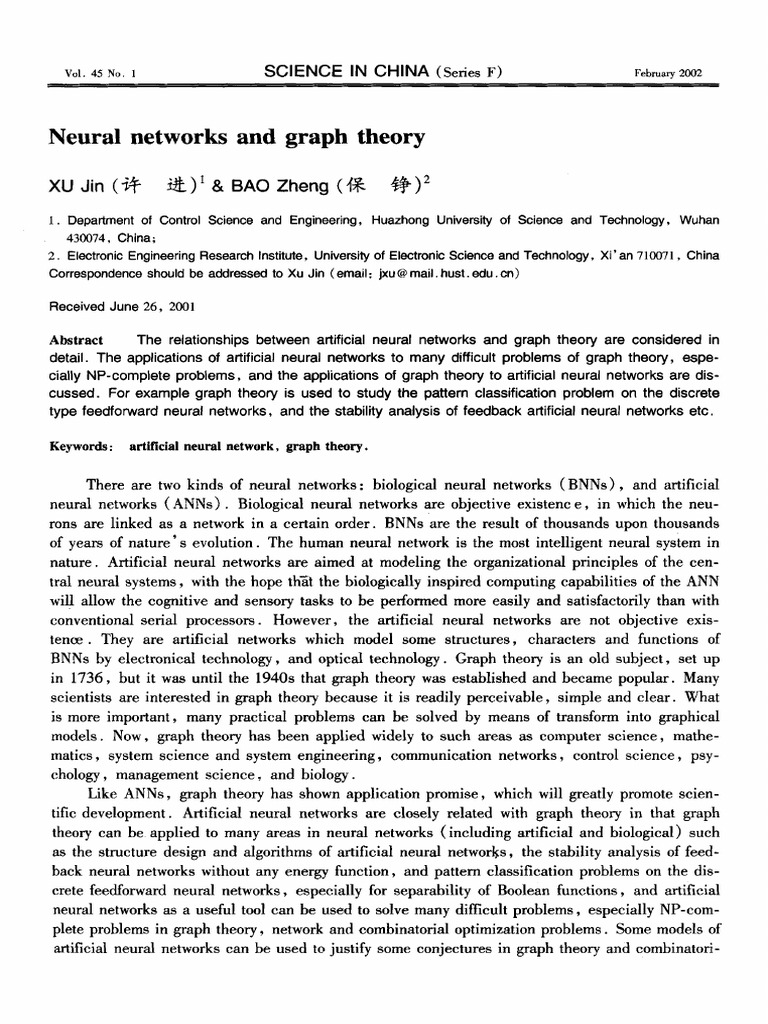Article NeuralNetworksAndGraphTheory | PDF | Artificial Neural Network | Vertex (Graph Theory)