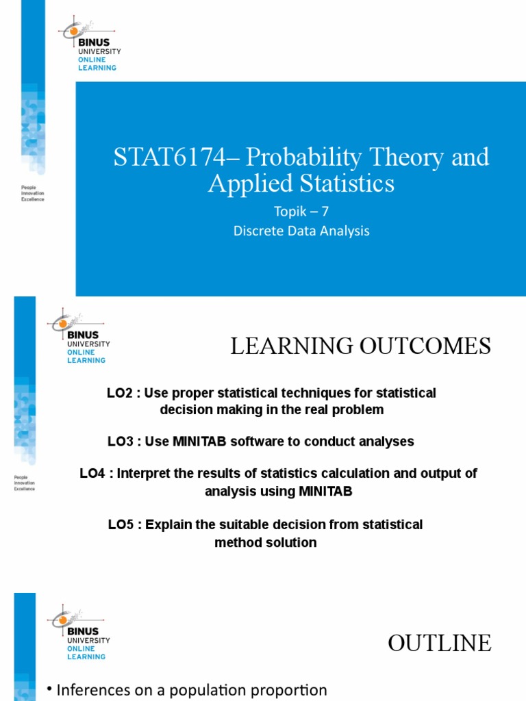 PPT07 - Discrete Data Analysis | PDF | Statistics | Chi Squared Test