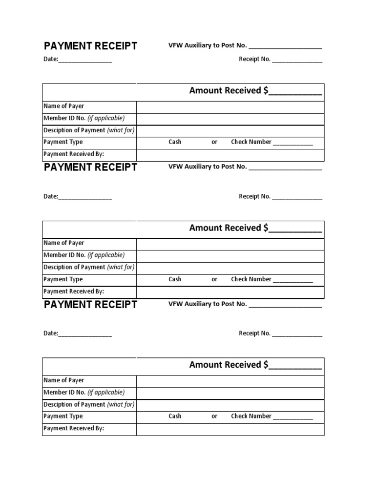 Basic Cash Payment Receipt Form Template | PDF