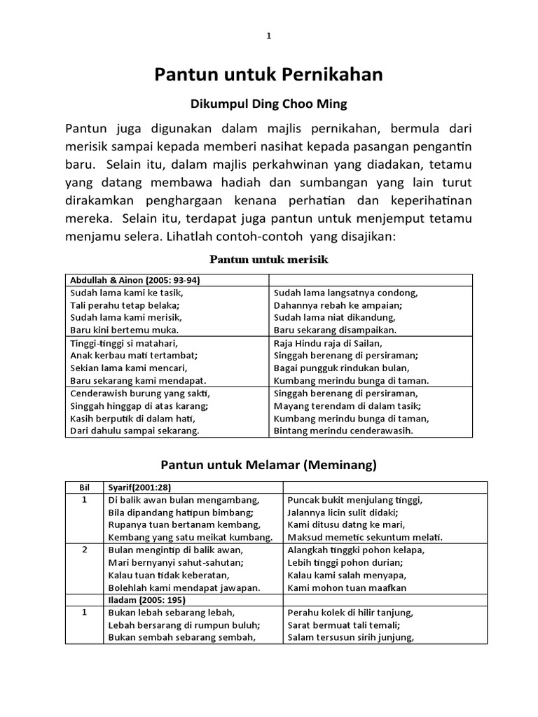 Pantun Untuk Pernikahan | PDF