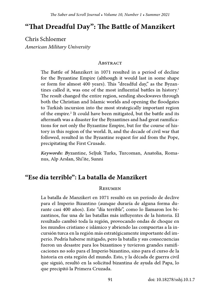 That Dreadful Day The Battle of Manzikert | PDF | Conflictos medievales ...