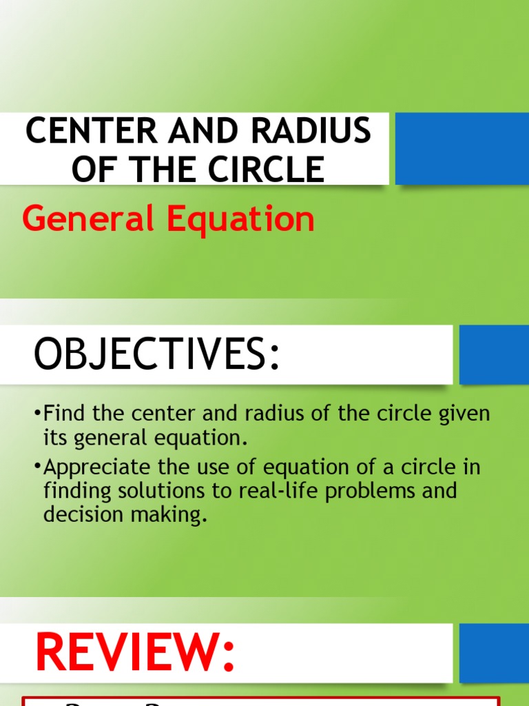 2. CENTER AND RADIUS OF THE CIRCLE | PDF